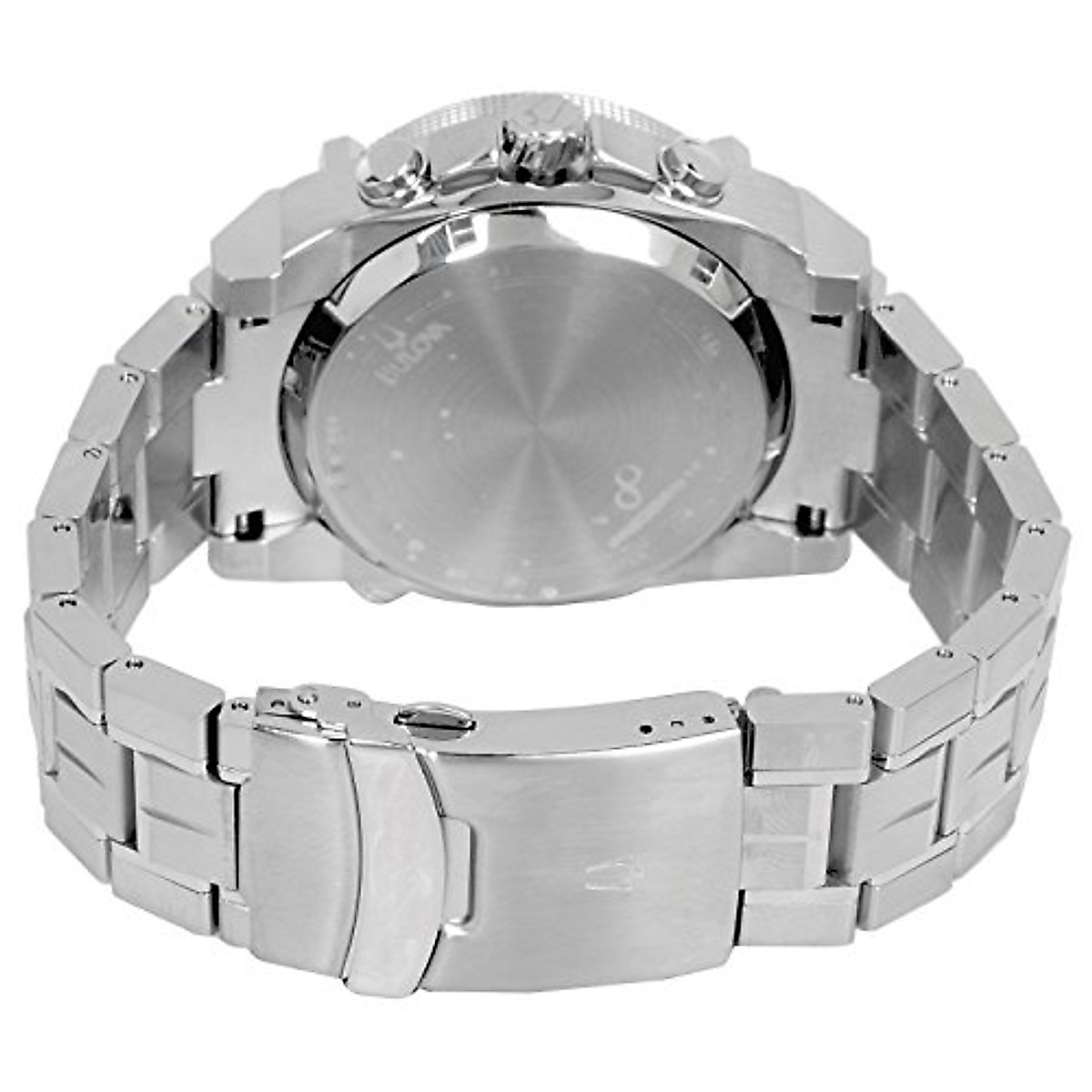 Bulova Men's Precisionist in Stainless Steel with 8-Hand Chronograph Watch, Blue and Yellow Accents, Black Dial Style: 96B175