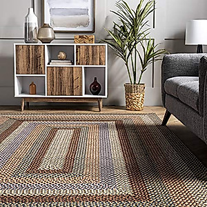 nuLOOM Gwyneth Braided Borders Indoor/Outdoor Area Rug, 4' x 6', Taupe