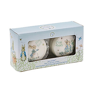 Enesco Beatrix Potter Peter Rabbit Tooth and Curl Boxes Baby Nursery Keepsake Set, 1.26 Inch, White (A25866)