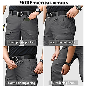 CARWORNIC Men's Ripstop Tactical Pants Waterproof Lightweight Work Pants EDC Army Uniform Combat Military Pants Multi Pocket Relaxed Fit Cargo Pants Casual Outdoor Hiking Trousers Grey