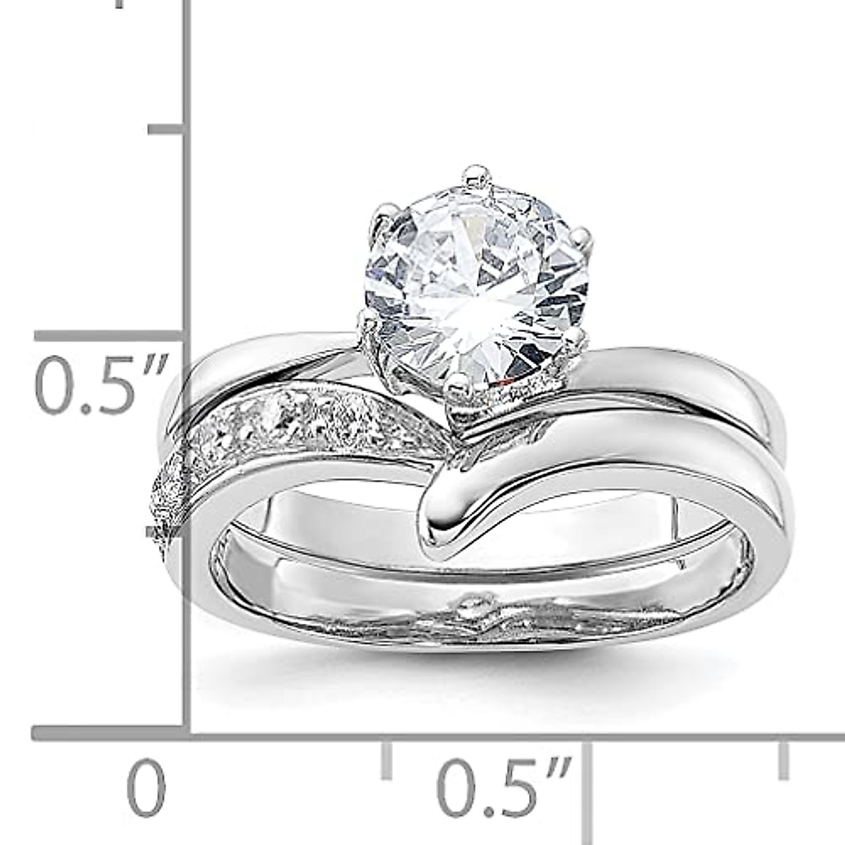 925 Sterling Silver 2 Piece Cubic Zirconia Cz Wedding Band Ring Set Fancy Engagement Fine Jewelry For Women Gifts For Her