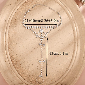 Rumtock Silver Rhinestones Link Chain Hand Harness with Finger Ring Women Girls Wedding Prom Party Bracelet Boho Hand Chain Jewelry