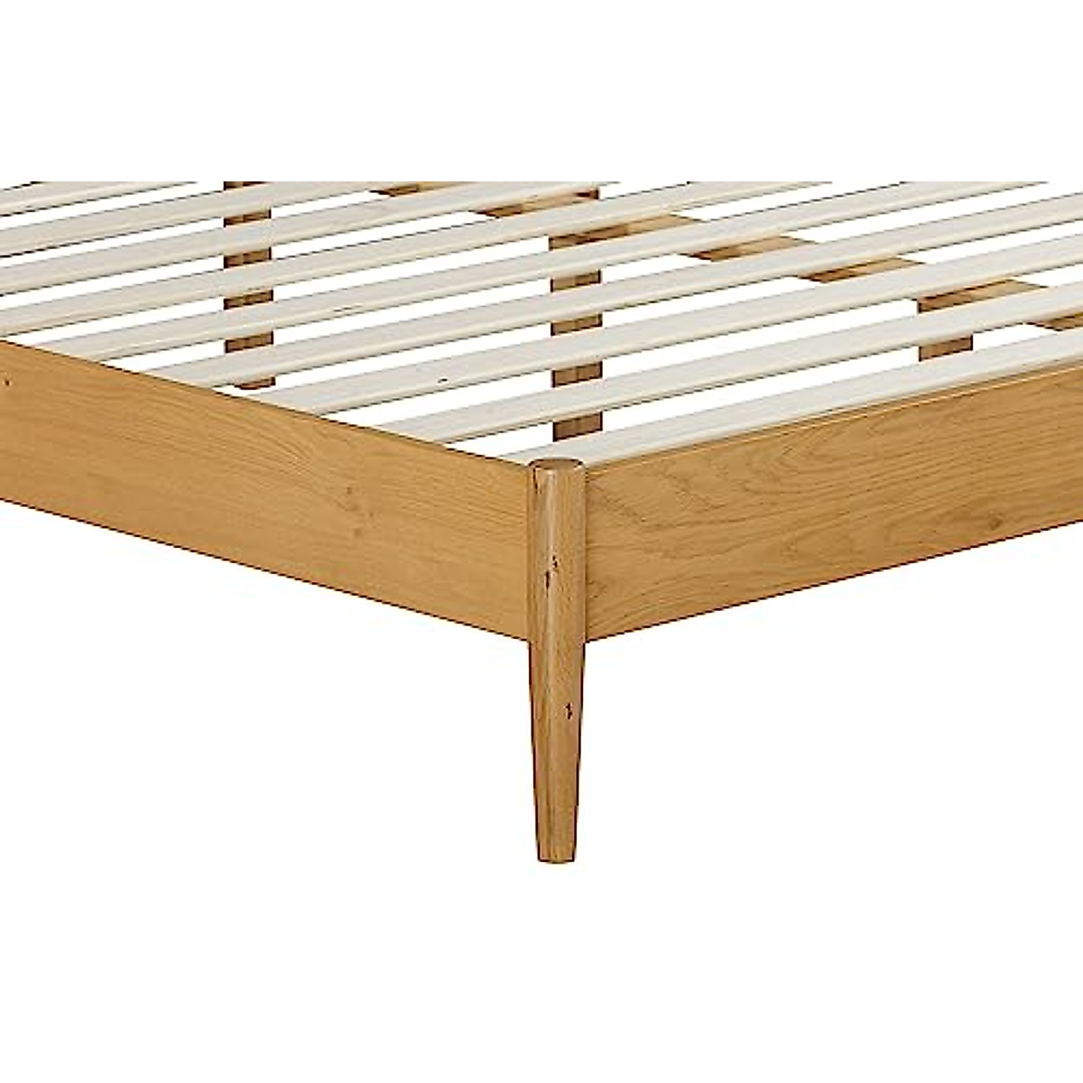 NTC Lupin Wooden Bed Frame with Headboard, Solid Oak Foundation with Silent Slats and Wood Central Supports, 800 Lb Capacity, Effortless Assembly, King - Rustic Oak