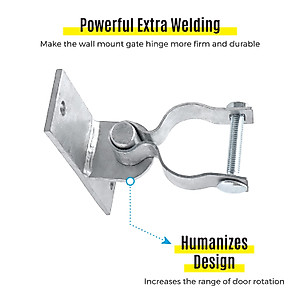 Wall Mount Gate Hinge | Pipe Gate Hinge 2 Pack Chain Link Fence Gate Hinges Fence Post Chain Link Gate Hinge (2)