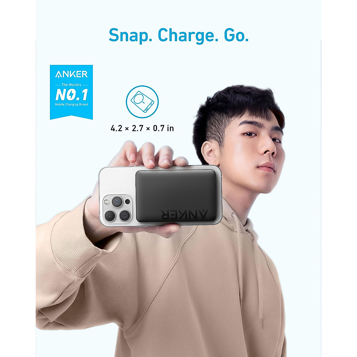 Anker Magnetic Power Bank 10,000mAh, Wireless Portable Charger, 20W Fast Charging Battery Pack with USB-C, Magsafe-Compatible with Magsafe,iPhone 15/15 Plus/15 Pro/15 Pro Max, iPhone 14/13/12 Series