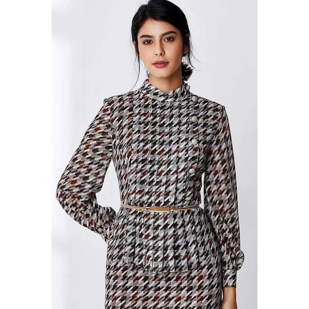 BABEYOND Metal Waistband Skinny Belt Elastic Waist Strap Stretchy Belt for Dress (Style-1-gold, Large (30.1"-34.1"))