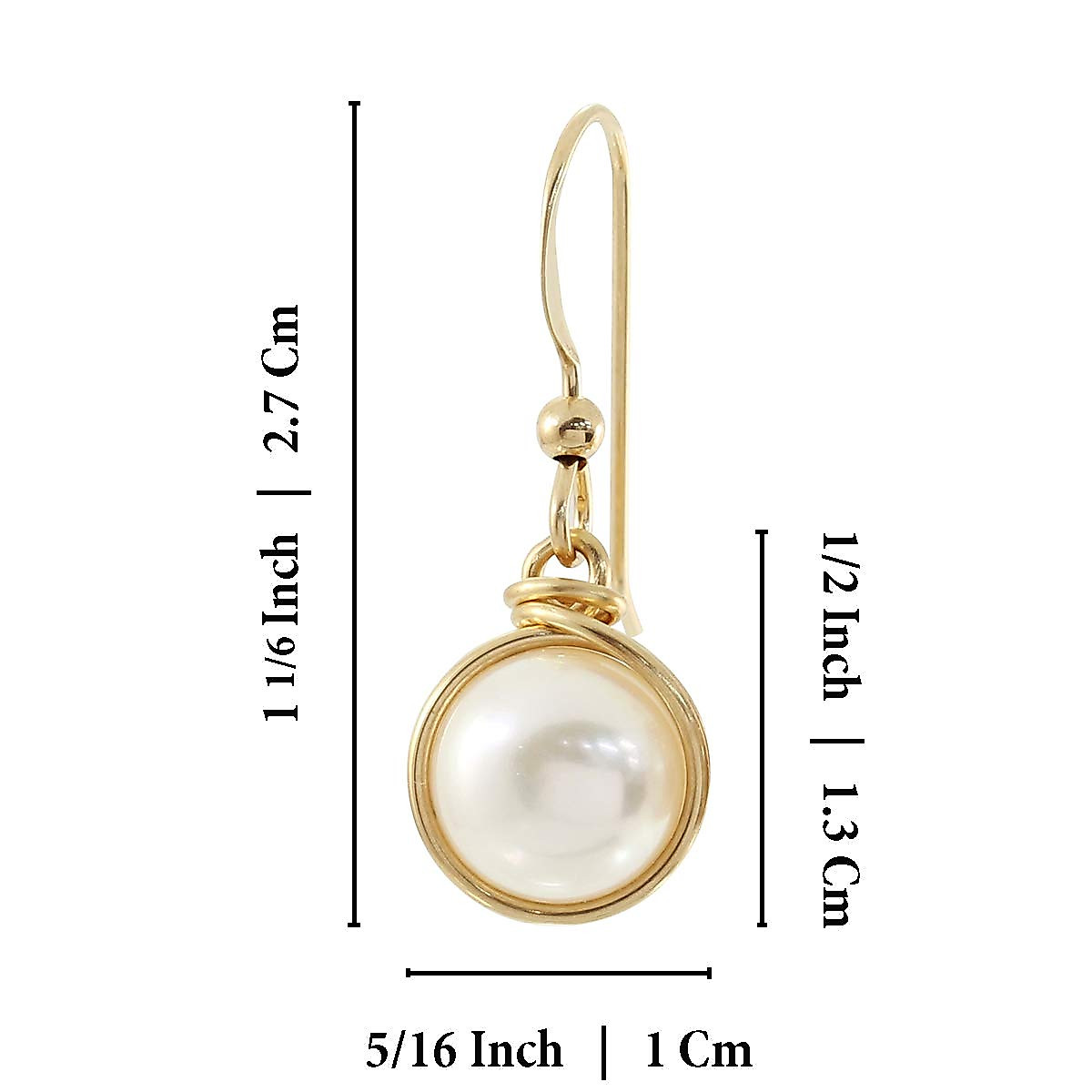 14k Gold Filled Hand Wrapped 8mm Cultured Pearl Earrings Bridal & Weddings Jewelry or Bridesmaids Gifts