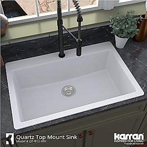 Karran QT-812 Top Mount 33 in. Large Single Bowl Quartz Kitchen Sink in White