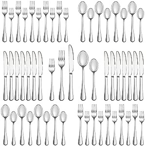 40 Piece Silverware Set Service for 8,Premium Stainless Steel Flatware Set,Mirror Polished Cutlery Utensil Set,Durable Home Kitchen Eating Tableware Set,Include Fork Knife Spoon Set,Dishwasher Safe