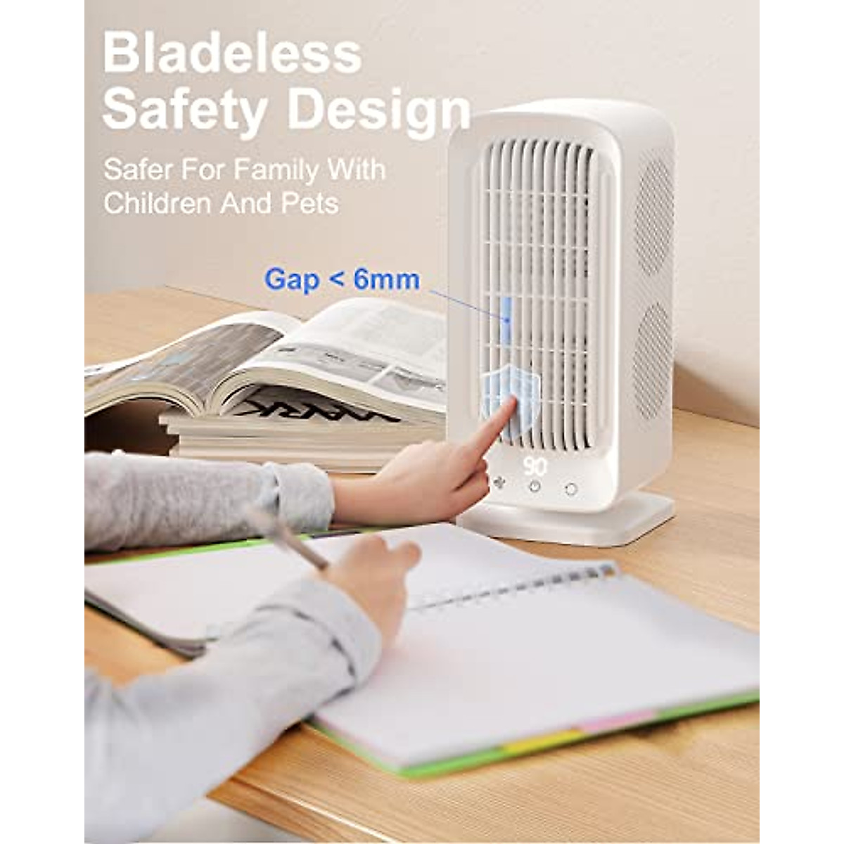 SWEETFULL Desk Fan,10000mAh Battery Operated Tower Fan Portable Fan Small Personal Table Fan, Oscillating Fan,5 Speed Rechargeable Battery Cooling Electric Fan for Bedroom Office Outdoor Indoor