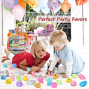LUDILO Mochi Animal Squishies Toys 2nd Generation Glitter Mochi Squishy 28pcs Kawaii Mini Squishies Party Favors for Kids Stocking Stuffers Class Prizes Valentines Birthday Gifts Easter Egg Fillers