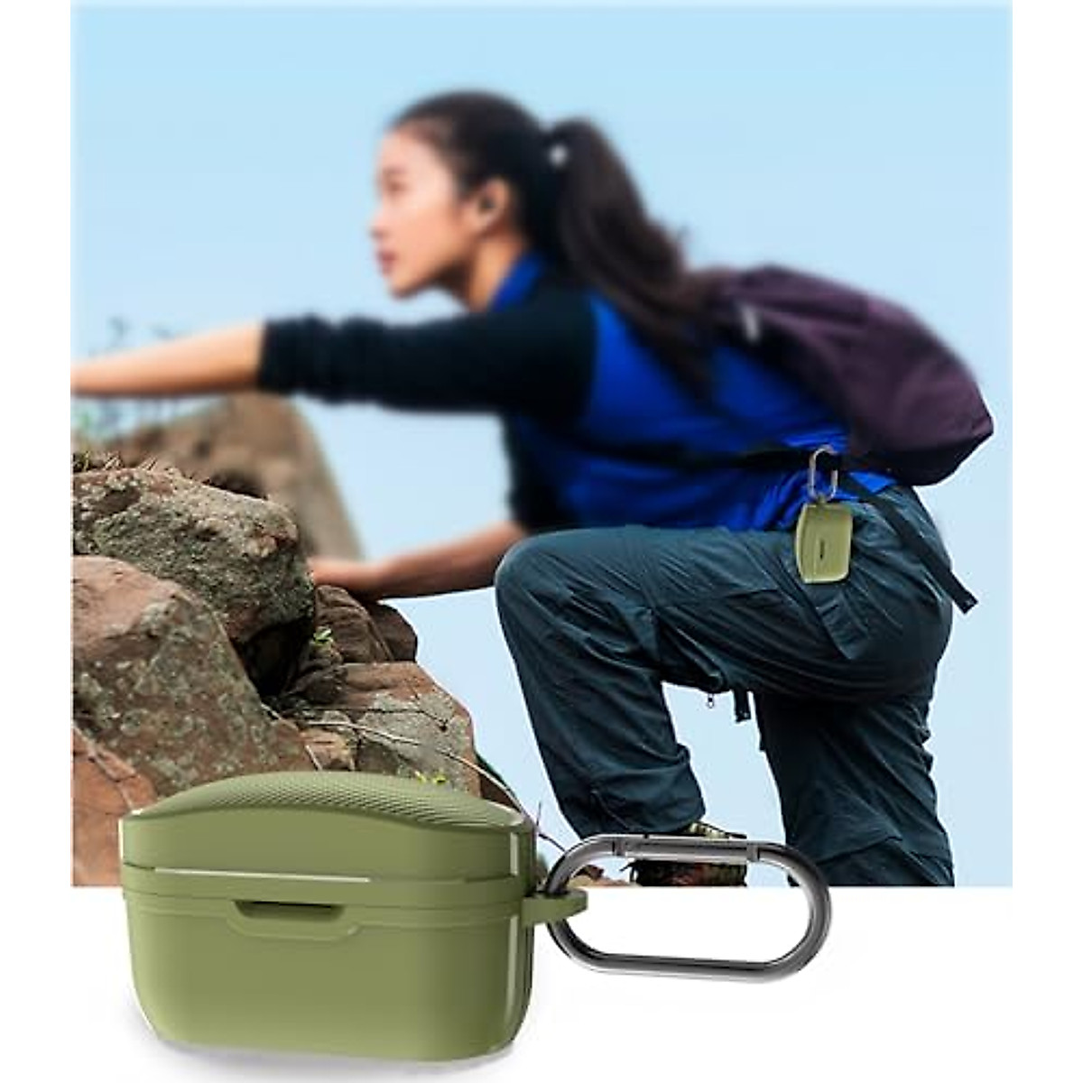 YQGFashbf for Sony WF-1000XM4 Case Cover WF 1000XM4 Charging case 2021,Shockproof TPU Protective Cover Skin Designed for Sony WF1000XM4 Wireless Earbuds with Keychain & Lanyard (Green)