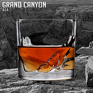 LIITON Grand Canyon Crystal Bourbon Whiskey Glasses Gift Set of 2, Heavy Freezable Old Fashioned Cocktail Snifter Glass Tumbler, Premium Luxury Gift for Men, Groomsman, 10 oz