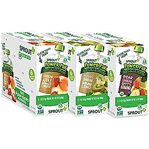 Sprout Organic Baby Food, Stage 4 Toddler Pouches, Apple Apricot Strawberry, Kiwi Banana Spinach, Pear Berry Banana Variety Pack, 4 Oz (6 Each)
