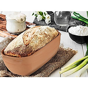 Eurita Clay Roaster, Non-Stick Bread Pan & Lid, Healthy Clay Pot Cooking, With Free Recipe Guide, 2 Quarts