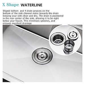 33 Undermount Kitchen Sink - Lordear 33 Inch Kitchen Sink 16 Gauge Stainless Steel Single Bowl Ledge Workstation Under Counter Kitchen Sink