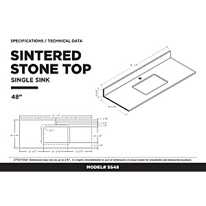 Fine Fixtures Opulence Collection 48 in. W x 20 in. D x 33 in. H Bathroom Vanity in Navy Blue with Black Marble Sintered Stone Sink - Satin Brass Hardware