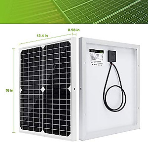 Topsolar 20W 12V Solar Panel kit Battery Charger Maintainer + 10A PWM Solar Charge Controller + Adjustable Mount Tilt Rack Bracket + Solar Cable for Car RV Marine Boat 12 Volt Battery Off Grid