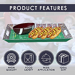 Football Stadium Serving Tray and Bowl, Reusable Game Trays for Football Gameday, Birthday Parties, Tailgate Party Decorations, Chip N Dip Hard Plastic Set