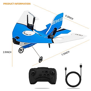 QI XING QX 2 CH Remote Control Airplane, 2.4Gh RC Airplane with Light Strip, RC Plane Ready to Fly, Easy to Fly RC Plane for Kids & Beginner,2023 You can Fly Any time Any Place (Blue)