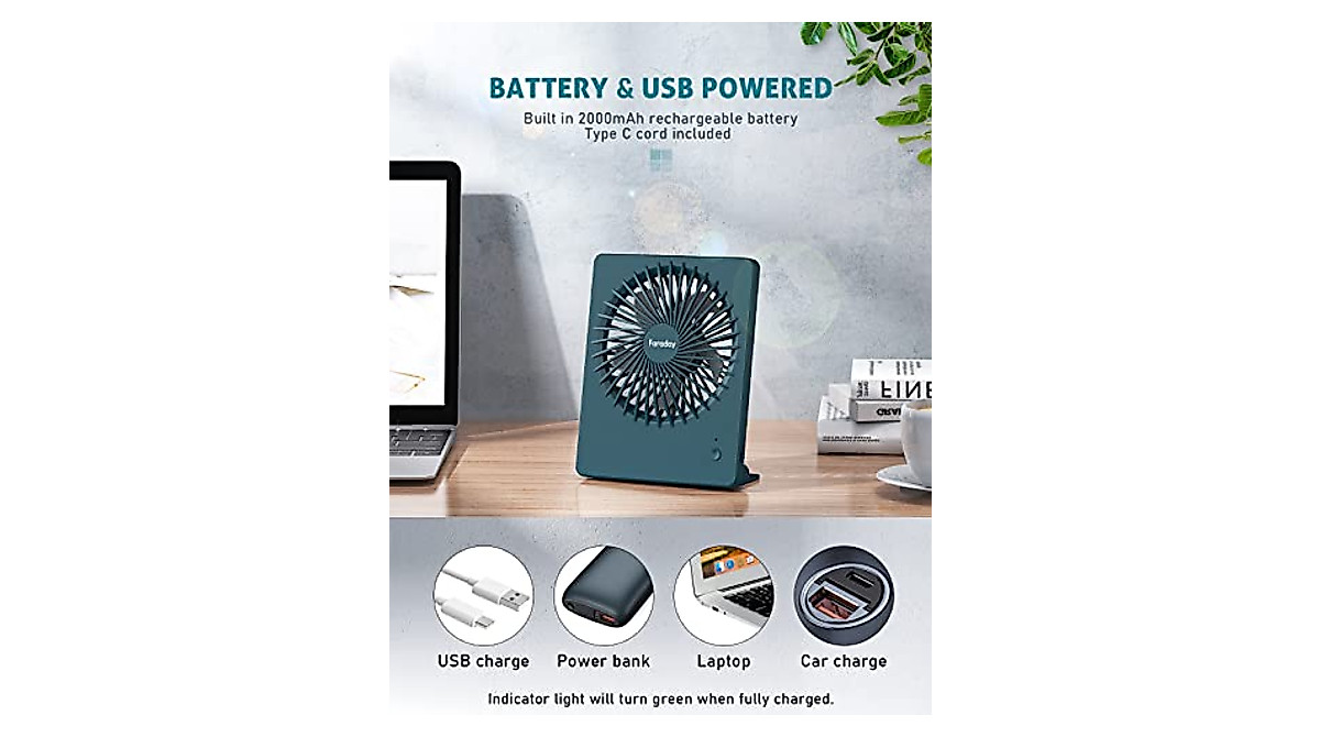 FARADAY Rechargeable Small Table Fan – Ultra Quiet & Portable