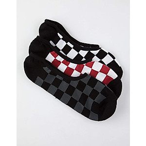 VANS - Men's, Classic Super No-Show Socks - Assorted 3 Pair Pack (Black/White, Red/White, Black/Grey) L 9.5-13