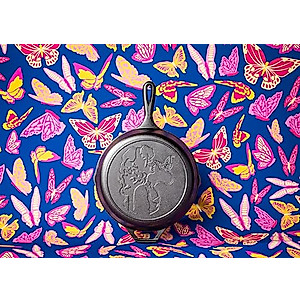 Lodge 10.25 Inch Dolly Parton Pre-Seasoned Cast Iron Stamped Skillet - Signature Teardrop Handle - Use in the Oven, on the Stove, on the Grill, or Over a Campfire, Black