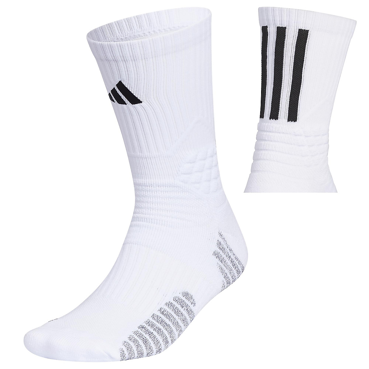 adidas Select Basketball Crew Socks (1-Pair), White/Black, X-Large