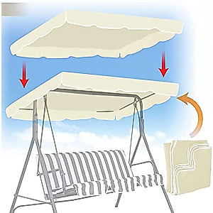 XYQSBY Patio Swing Canopy Waterproof Top Cover Set, Replacement Canopy Cover for Swing Chair Awning Glider 2/3-Seater, Outdoor Garden Furniture Covers All Weather Protection (Blue, Three-Seater)