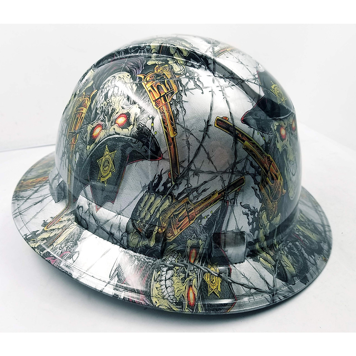 Wet Works Imaging Customized Pyramex Full Brim DIRTY DIRTY HARRY HARD HAT with Ratcheting Suspension CUSTOM LIDS CRAZY SICK CONSTRUCTION PPE