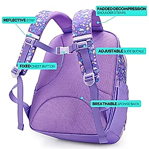 mibasies Unicorn Backpack for Girls 5-8, Large Capacity elementary school backpack(Purple Unicorn)