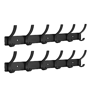 Optish 2 Pack Coat Rack Wall Mount, Entryway Coat Hooks Wall Mounted, Wall Hooks for Hanging, Coat Hanger Wall Mount Towel Rack Hat Rack for Wall with 12 Hooks for Entryway, Bedroom, Bathroom