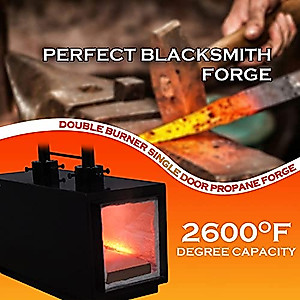 SIMOND STORE Gas Propane Forge Double Burner w/1 door, Blacksmithing Forge for Knife Making Forging Tools and Equipments