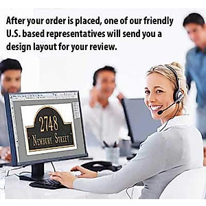 Whitehall™ Personalized Cast Metal Address plaque - LAWN MOUNTED Arch Plaque. Made in the USA. BEWARE OF IMPORT IMITATIONS. Display your address and street name. Custom house number sign.