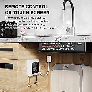 KENUOS 7500W 220V/240V Electric Tankless, Constant Temperature Instant Hot Water Heater with Remote Control Digital Display On Demand Hot Water Heater for Home Kitchen Indoor