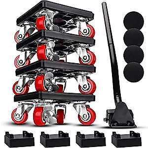 Furniture Dolly, 1300 Lbs Load Capacity Furniture Mover with Wheels and Brake, 360° Rotation Wheels Furniture Lifter Set for Moving Heavy Furniture, Refrigerator, Cabinet, Sofa
