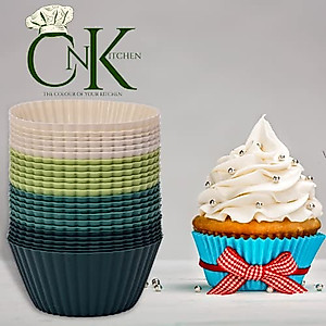 Silicone Cupcake Molds - Nonstick, Reusable Cupcake Liners, Bpa Free, Nature Colors Cupcake Mold, Great For Baking Muffins, Egg Cups And More - Set Of Silicone Cupcake Baking Cups 24