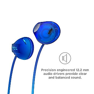 TCL SOCL200BT Wireless Earbuds Bluetooth Headphones with 12.2mm Speaker Drivers for Rich Bass and Clear Sound, Built-in Mic - Ocean Blue