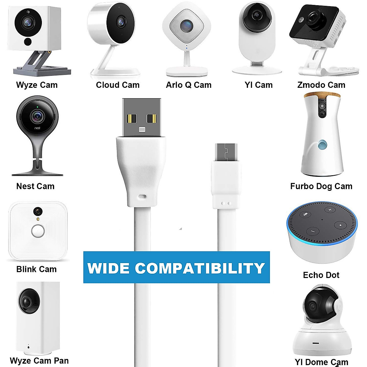 16.5 FT Power Extension Cable Charger for Wyze Cam V3, Wyze Cam Outdoor, Blink Outdoor, Yi Camera, Simplisafe, Arlo Essential, KasaCam, Weatherproof Charging Cord with Adapte for Security Camera