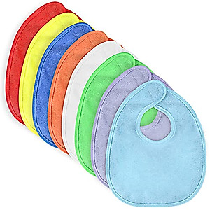 Vicloon Baby Bibs, 8Pcs Terry Bib Set, Baby Bibs for Boys, Girls,Terry Drool Cotton Bibs Waterproof protection, Adjustable hook-&-loop closure, Baby Bibs t for Feeding, Drooling(color)