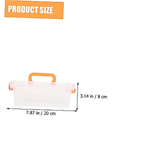 SEWACC 5pcs Box Plastic Container Storage Box with Lid Small Organizer Box Small Storage Bins with Lids Ornament Storage Shoe Boxes Clear Plastic Stackable Orange Brochures Storage Case