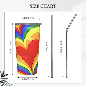 IYERSKD Rainbow Pride Flag Waving In The Wind 20 oz Stainless Steel Tumbler Vacuum Insulated Leakproof Travel Mug for Car Office Gym