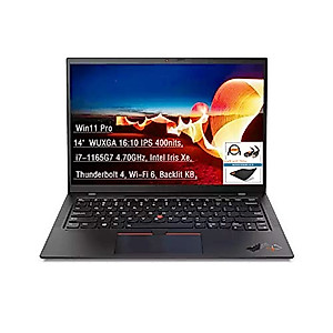 Lenovo ThinkPad X1 Carbon Gen 9 Thin Light Laptop, 14" WUXGA 16:10 IPS 400nits, i7-1165G7 4.70GHz, Intel Iris Xe, Wi-Fi 6, Thunderbolt 4, Backlit KB, Win11 Pro, w/Accessories (16GB RAM | 1TB PCIe SSD)