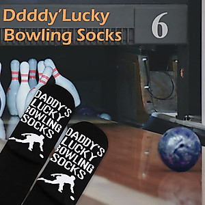 TSOTMO Men’s Sports Socks Bowling Socks Daddy's Lucky Bowling Socks Gift For Men Bowling Lover Player Socks Gift Bowlers Gift (Dad Bowling)