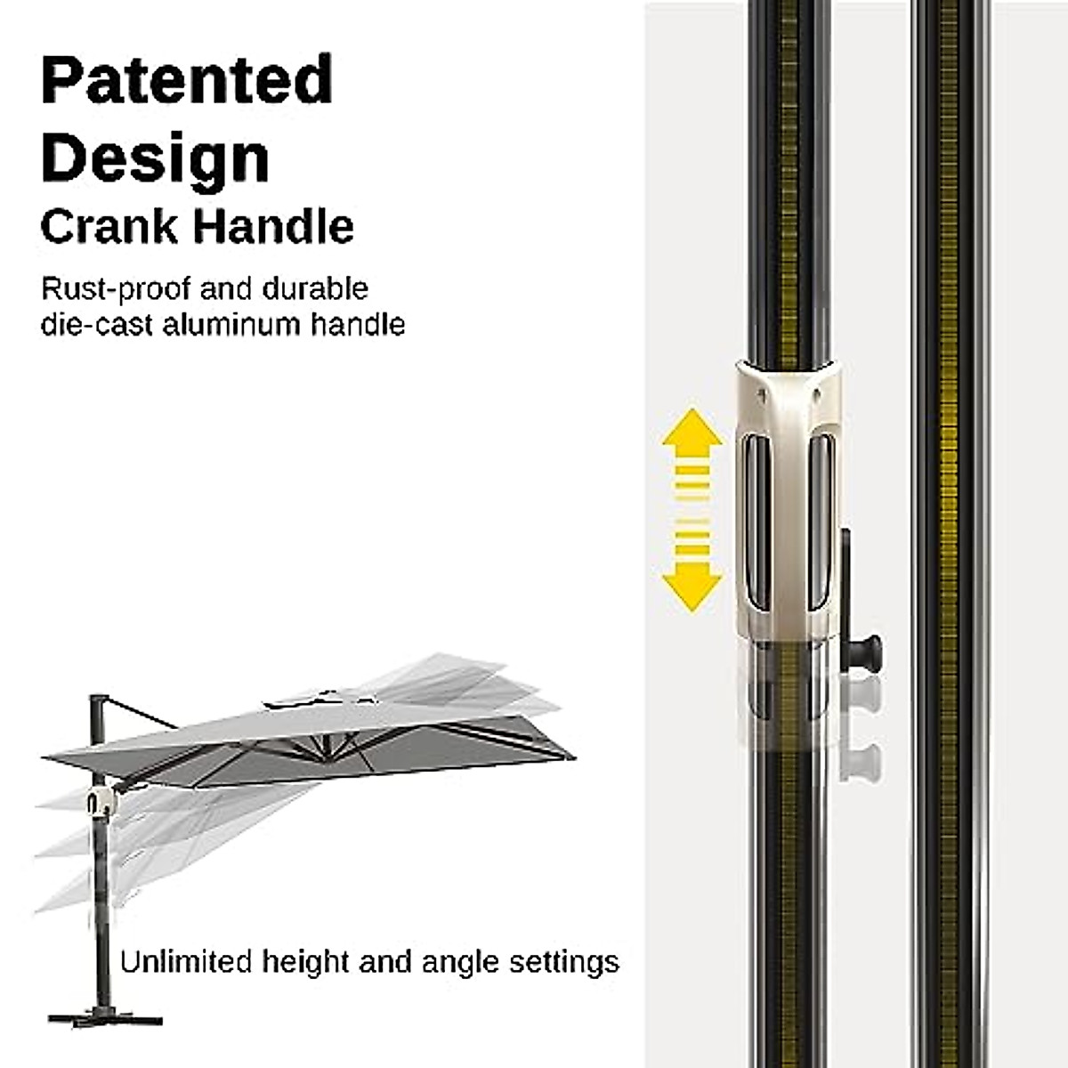 EAST OAK Patio Umbrella, 9x11.5ft Rectangular Outdoor Umbrella, Large Offset Cantilever Umbrella with 360° Rotation, Heavy Duty Windproof and UV Resistant Sun Umbrella for Proch, Garden, Mountain Grey