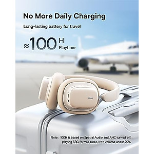 Baseus Active Noise Cancelling Headphones with 100H Playtime, LHDC Hi-Res Sound, Reduce Noise by Up to 95%, Spatial Audio, ENC Mics, 0.038s Low Latency, Bluetooth 5.3 Wireless Headphones - Bowie H1i