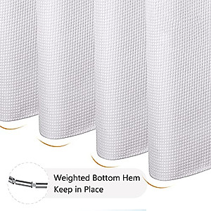 PEDBANRO White Shower Curtain - Waffle Weave Textured Fabric Shower Curtains for Bathroom, Machine Washable Waterproof Soft Cloth & Hotel Quality, Rust Resistant Grommets Weighted Bottom Hem, 72x72