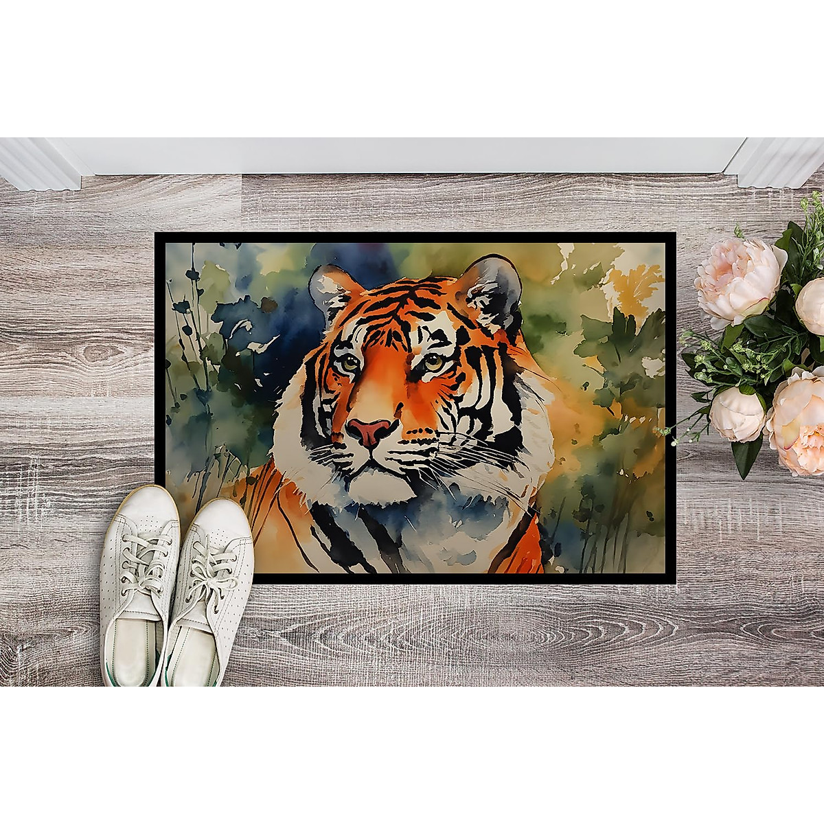 Caroline's Treasures DAC2989MAT Tiger Doormat Front Door Mat Indoor Outdoor Rugs for Entryway, Non Slip Washable Low Pile, 18H X 27W