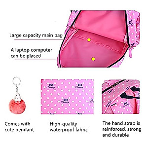 LAMOGRAFY 3Pcs Kids Backpack Bowknot Printed Daypack Girls 3 in 1 School Bag with Shoulder Bag and Pencil Bag