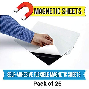 JH Best Crafts Adhesive Magnetic Sheets | Flexible Magnet with Adhesive Backing | 8 x 10 Inch Magnets for Crafts and Pictures | Cut to Any Size | Pack of 25
